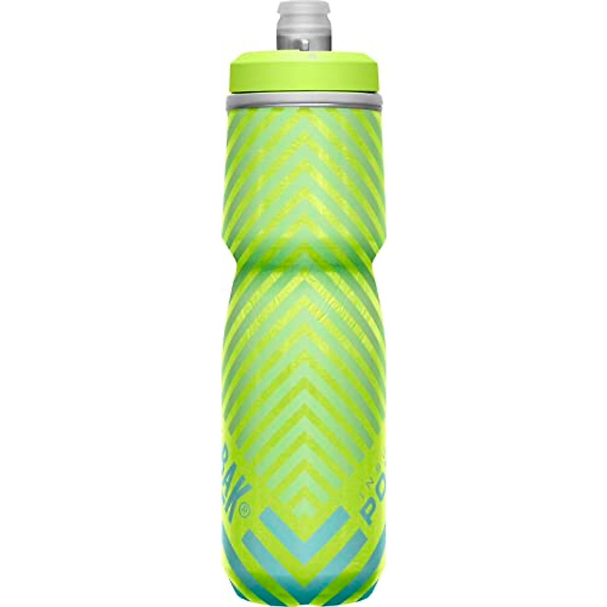 CamelBak Podium Chill Insulated Bike Water Bottle - Easy Squeeze Bottle - Fits Most Bike Cages - 24oz, Lime/Blue Stripe
