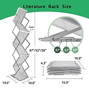 PUJIANG Literature Catalog Rack Foldable Magazine Brochure Display Rack Stand with Portable Oxford Bag for Office Store and Exhibition Trade Show (6 Pockets)
