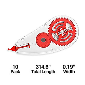 STAPLES 24323552 Topwinder Correction Tape, 10/Pack