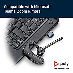 Plantronics - Voyager 5200 UC (Poly) - Bluetooth Single-Ear (Monaural) Headset - USB-A Compatible to connect to your PC and/or Mac - Works with Teams, Zoom & more - Noise Canceling