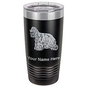 LaserGram 20oz Vacuum Insulated Tumbler Mug, Cocker Spaniel Dog, Personalized Engraving Included (Black)