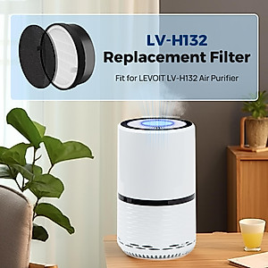 LV-H132 Replacement Filter for LEVOIT LV-H132 Air Puifier, 3-in-1 Nylon Pre-Filter, H13 True HEPA Filter, High-Efficiency Activated Carbon Filter, Part # LV-H132-RF, 2 Pack