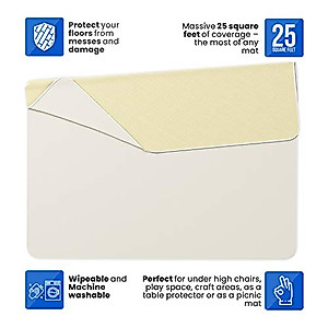 Super Jumbo Splat Mat – 60” x 60” Extra Large Waterproof and Washable Protective Mess Mat for Floors and Tables During Arts Crafts Painting Playtime and Mess Play (Grey, Jumbo- 5ft x 5ft (60" x 60"))