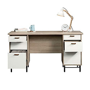 Sauder Anda Norr Executive Desk, L: 56.3" x W: 22.13" x H: 29.53", Sky Oak Finish