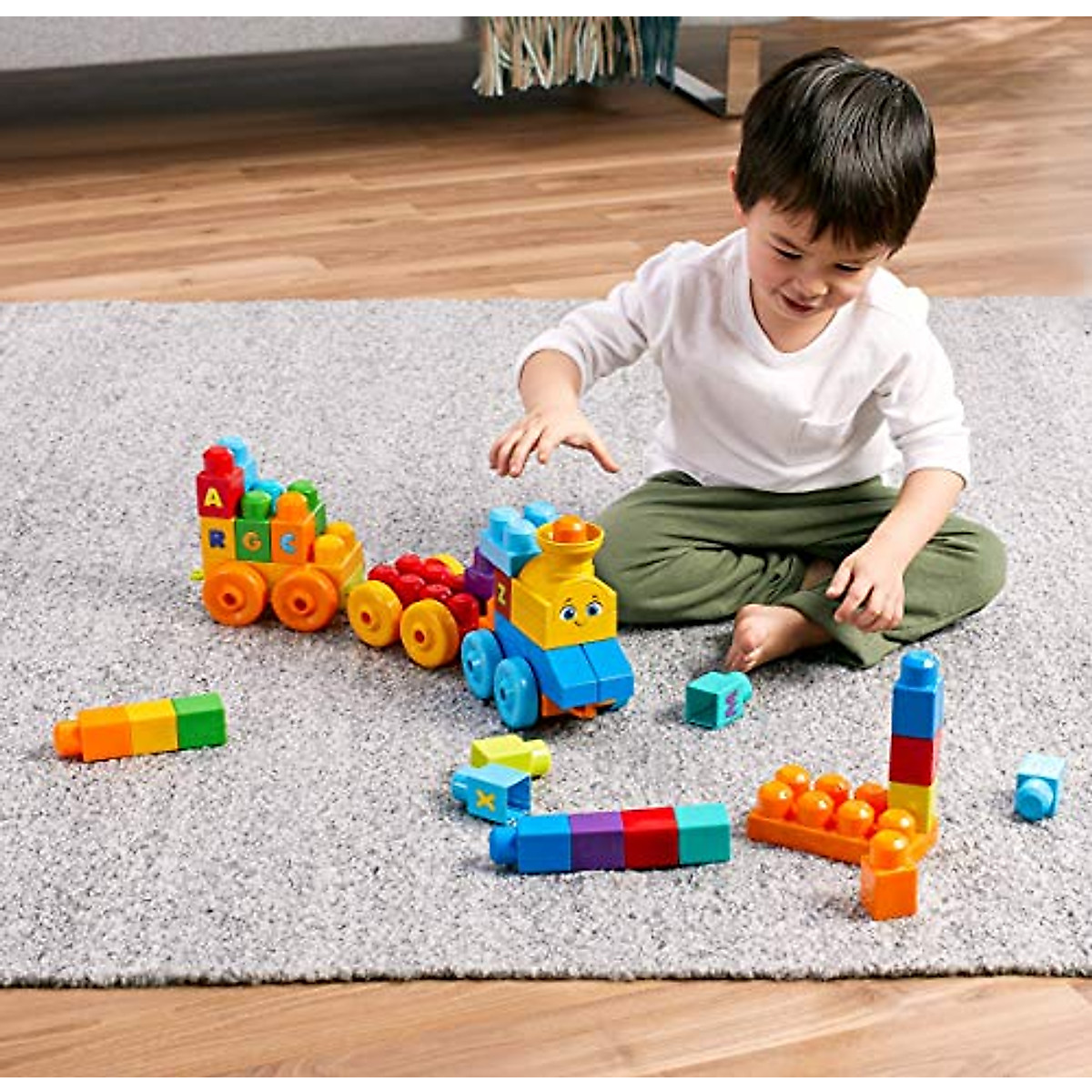 MEGA BLOKS Fisher-Price ABC Blocks Building Toy, ABC Musical Train with 50 Pieces, Music and Sounds for Toddlers, Gift Ideas for Kids Age 1+ Years