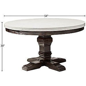 Acme Nolan Dining Table in White Marble and Salvage Dark Oak