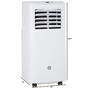 GE 5,100 BTU Portable Air Conditioner for Small Rooms up to 150 sq ft., 3-in-1 with Dehumidify, Fan and Auto Evaporation, Included Window Installation Kit,White