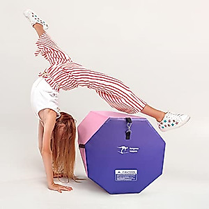 Kangaroo Hoppers Gymnastics Octagon Tumble Mat 24"x26" with Carrying Handles, Somersault Backbend Tumbling Trainer for Home Gym Exercise (Purple/Pink)