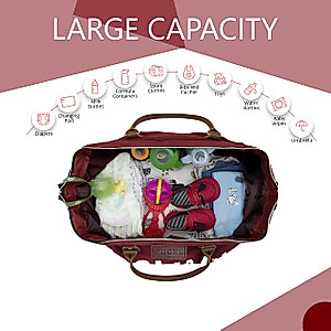 CHQEL Diaper Bag Tote with 2 Organizers, Multifunctional Large Mommy Bag for Hospital & Baby Diaper Travel Bag for Baby Care (BURGUNDY)