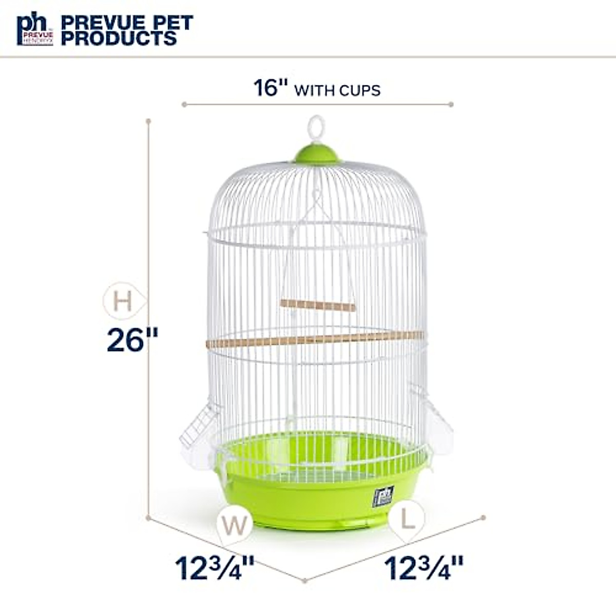 Prevue Hendryx SP31999G Classic Round Bird Cage, Green,1/2"