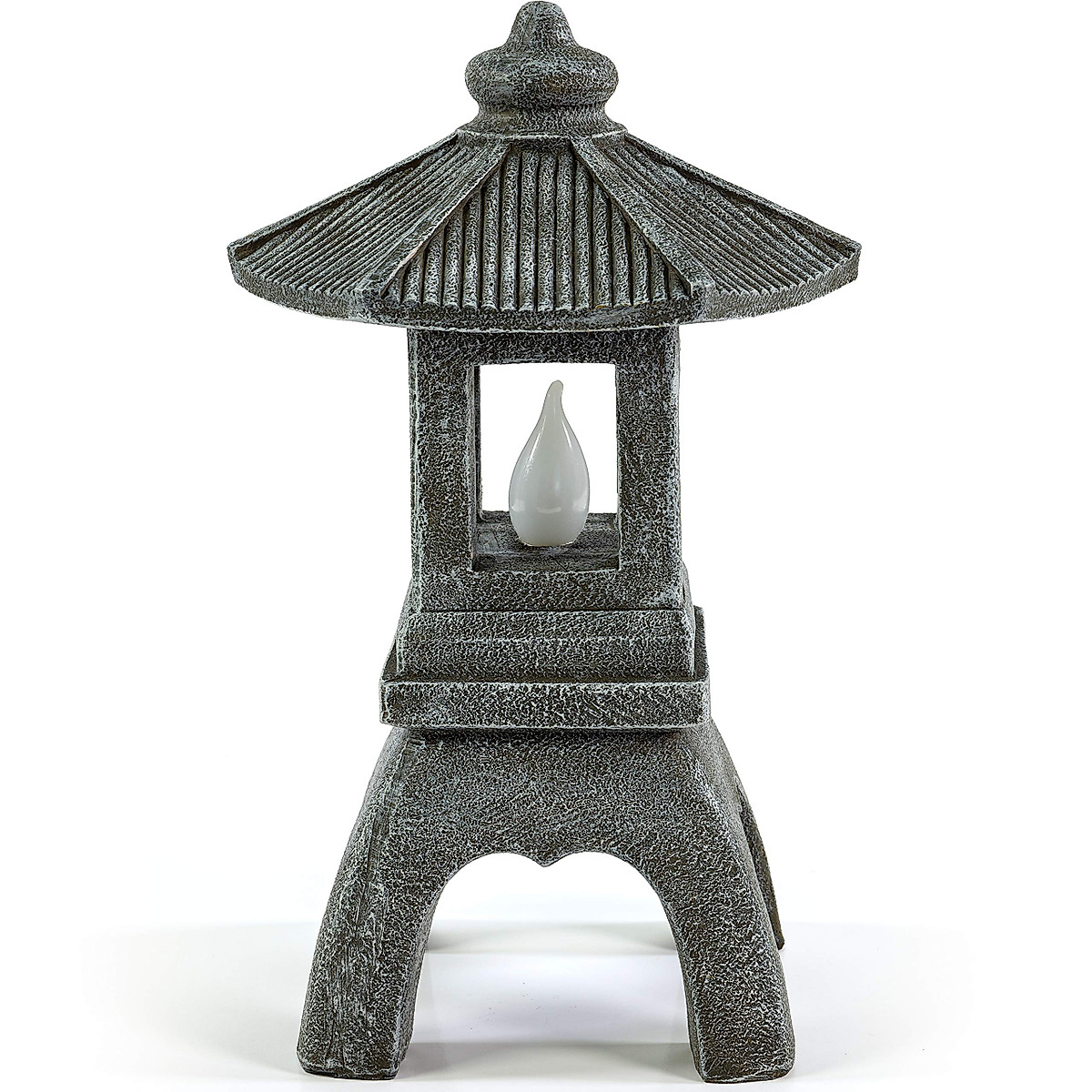 VP Home Tranquil Pagoda & Glowing Serenity Meditative Buddha Solar Powered Flickering LED Outdoor Decor Garden Light