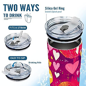 QWEUIOP 20oz Insulated Travel Coffee Mug Love Heart Tree Stainless Steel Tumbler with Lid Double Wall Vacuum Coffee Cup For Hot and Cold Drinks14458