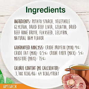 Nylabone Healthy Edibles Broth Bone Natural Dog Chews Long Lasting Treats Ham Flavor Small/Regular - Up to 25 Ibs. (4 Count)