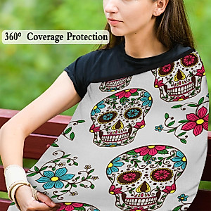 Death Sugar Skull Baby Car Seat Cover for Baby Boys and Girls Breathable Lightweight Carseat Cover Baby Carrier Cover Soft Flexible for Girls Boys