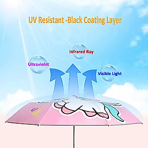 Hannstar Automatic Kids Umbrella, Folding Telescopic Toddler Umbrella for girls & boys, UV/Sun Protection - Strong and Portable - Compact, Durable, Lightweight Cute Kitty Brolly