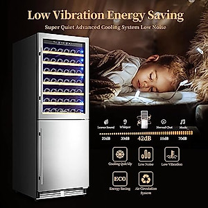 BODEGA 24 Inch Wine and Beverage Refrigerator Cooler,Dual Zone Wine Fridge with Memory Temperature Control 77 Bottles and 180 Cans,Built-In or Freestanding 2-in-1 Wine Cooler for Home Bar Kitchen