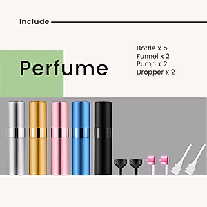 IRON BILL 5PCS/8ml Perfume Travel Refillable, Portable Perfume Atomizer Refillable, Empty Mini Size Spray Bottle for Men&Momen.（Matte Black