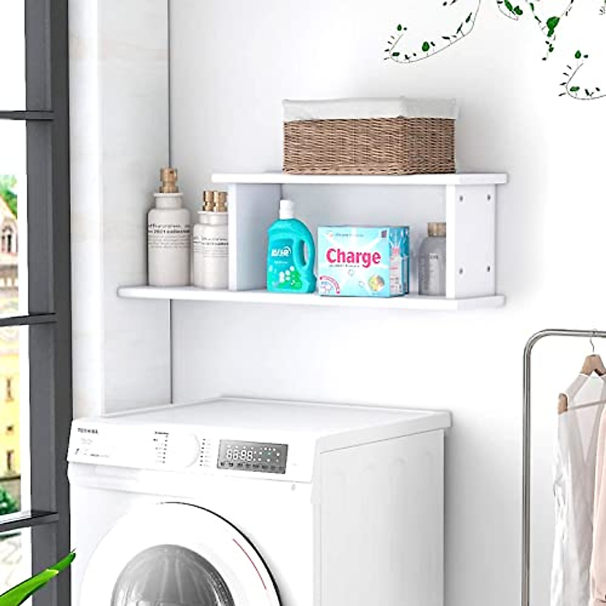 AUYKBVK Large Floating Bookshelf,Floating Shelf White,Wall Mounted Floating Shelves Farmhouse Bathroom Bedroom Kitchen Living Room,Toys and Books Storage Organizer Bookshelves Nursery Book Shelves