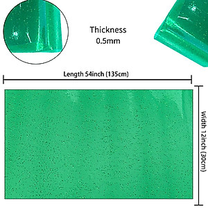 JINR Emerald Green Shiny Glitter Clear Vinyl Leather Sheets, 12" x 47" Iridescence PVC Fabric Roll for Sewing Crafts Bows Earrings Handbag Decoration