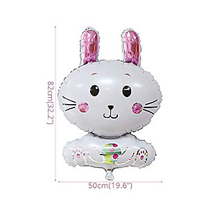 Easter Cute Bunny Balloons Mylar Foil Balloon Halloween Decorations Birthdays Animal Party Supplies 5Pcs