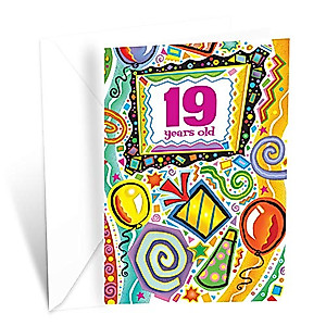 Happy 19th Birthday Card | Made in America | Eco-Friendly | Thick Card Stock with Premium Envelope 5in x 7.75in | Packaged in Protective Mailer | Prime Greetings