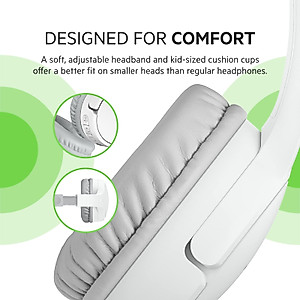 Belkin SoundForm Mini - Wireless Bluetooth Headphones for Kids with 30H Battery Life, 85dB Safe Volume Limit, Built-in Microphone - Kids On-Ear Earphones for iPhone, iPad, & More - White w/ Case