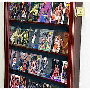 Large Sport / Collectible Card Display Case Cabinet Holder w/ Glass Door, Cherry