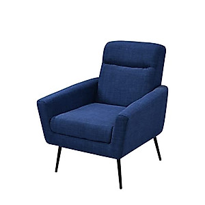 Lepfun Mid Century Modern Upholstered Fabric Accent, Living Room, Bedroom Leisure Single Sofa (Metal Legs), TV armrest seat,Suitable for Small Space Home,Office,Coffee Chair,Dark Blue