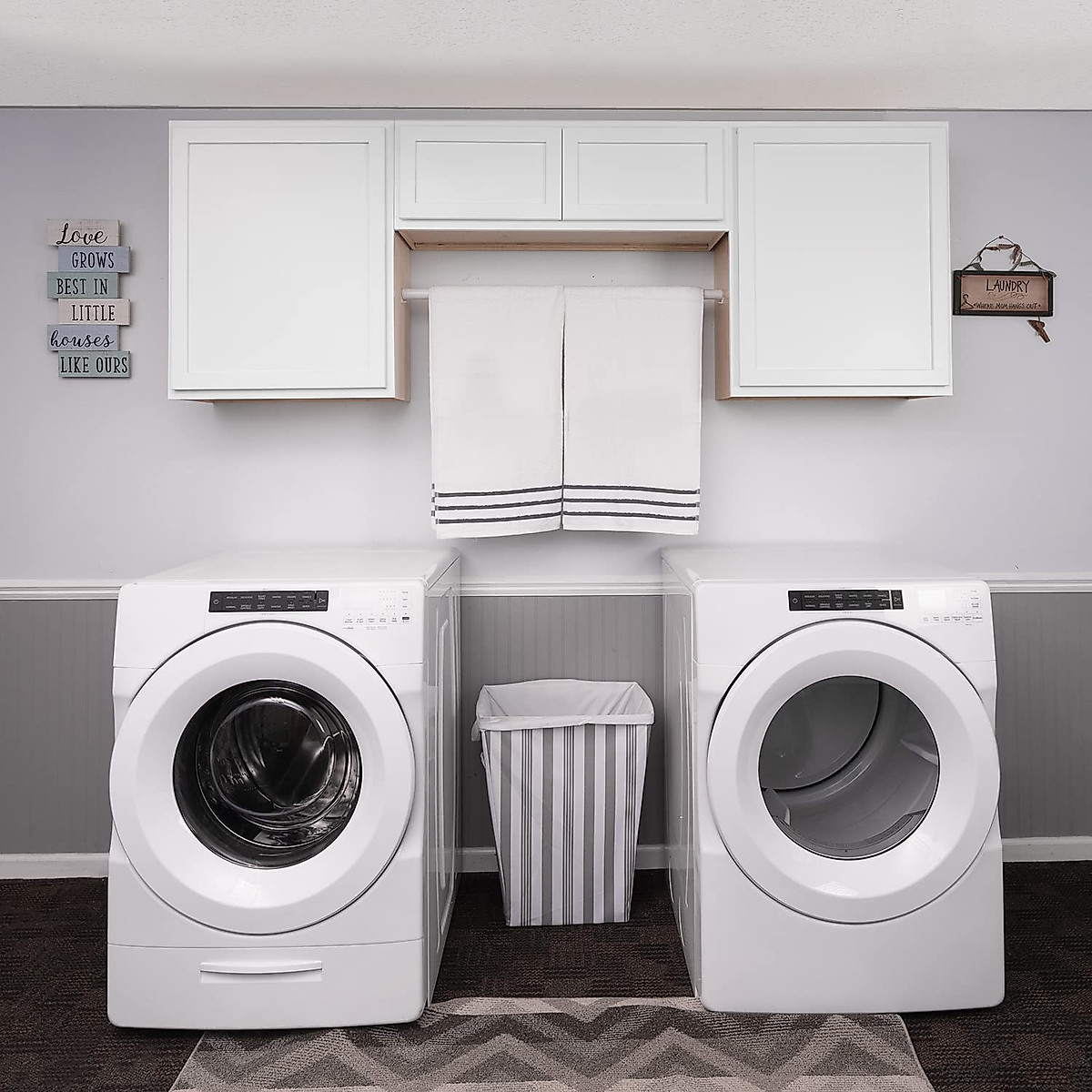 Quicklock Laundry Room Cabinets | 72" - 84" Wide | Shaker Style | Soft Close Hardware (Pure White, 12" D x 72" W x 30" H)
