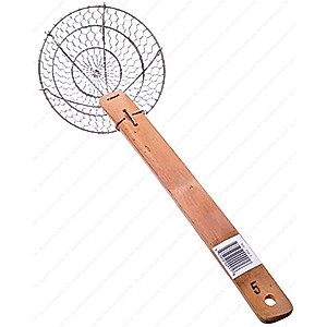 M.V. Trading SSK4 Stainless Steel Asian Spider Skimmer Strainer with Bamboo Handle, 4-Inches