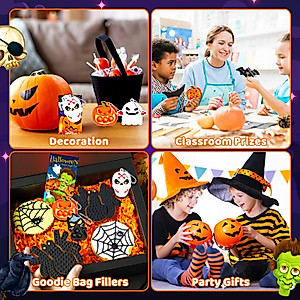 FIDWOD 32Pcs Halloween Party Favors Packs: Pop Fidget Toys Keychain with Halloween Style Cards for Kids - Stocking Stuffers Goodie Bag Fillers - Stress Relief Sensory Toys Set