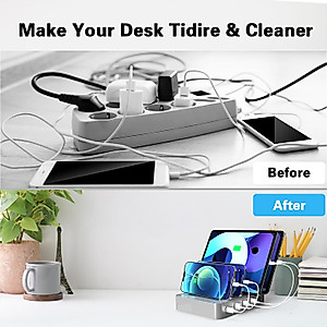 USB Charging Station Multiple Devices: 20W Fast Phone Charger Stand Dock, Compatible with Apple Cellphone iPad iPhone Tablet and Other Electronic