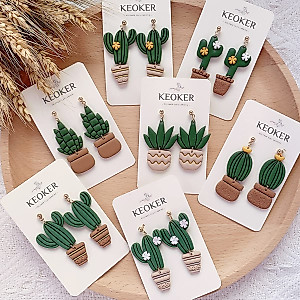KEOKER Clay Cutters for Polymer Clay Jewelry, Cactus Polymer Clay Cutters for Earrings Jewelry Making, 10 Shapes Potted Plant Clay Earrings Cutters, Clay Cutters (Potted Plant Clay Cutters)