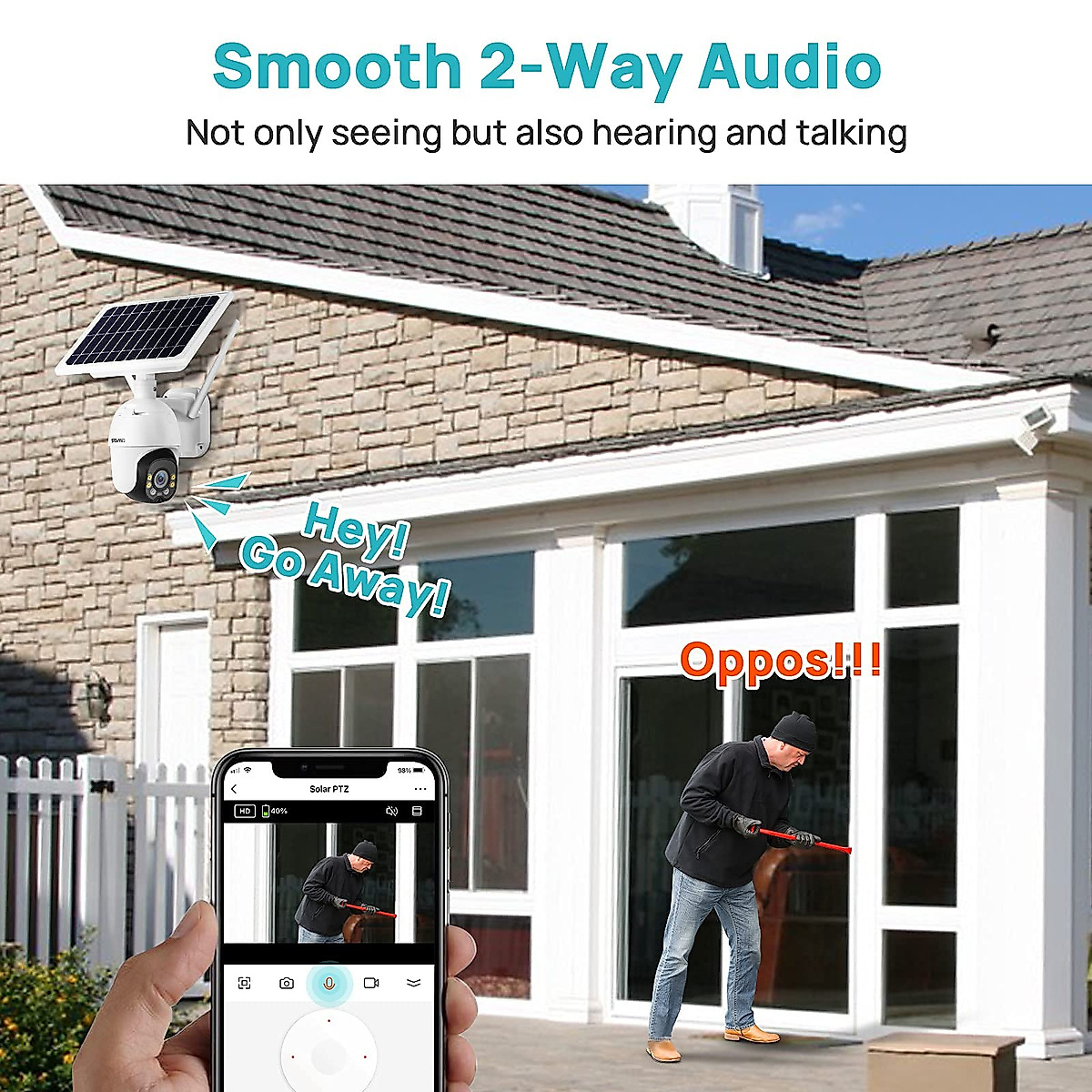 SOVMIKU Solar Security Camera Outdoor,1080P Wire-Free Pan Tilt 360° View Spotlight Indoor,WiFi Solar/Battery Powered Security Cameras 4X Digital Zoom,2-Way Audio, Motion Detection,Tuya APP