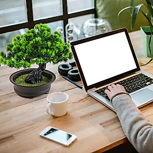 Artificial Bonsai Tree - Perfect for Decorating with Small Faux Plants - Indoor Silk Bonsai Replica with Pot - Zen-Inspired Design - 8.8 Inch Tall - Low Maintenance Greenery