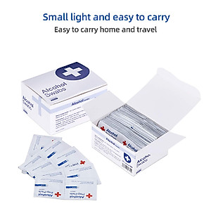 Alcohol Prep Pads, 75% Alcohol Cotton Slices, 100 Pcs Alcohol Gauze Pads Individually Wrapped Swap Pad Wet Wipe, 6 x 6cm/2.36in x 2.36in