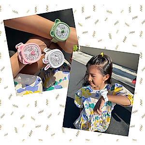 Shelbybox Personal Fan with Wrist Strap - Battery Operated, USB Rechargeable Fan Portable, LED Lights, 3 Adjustable Speed - Portable Fans for Kids Children Boys Girls Indoor Outdoor (Green)