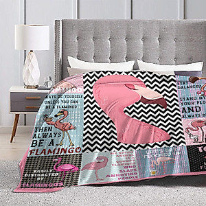 Flamingo Blanket,Funny Flamingo Collage Print Gifts for Flamingos Lovers, Soft Plush Flannel Throw Bed Sofa Bedroom Decoration60 in x 50 in Medium Boys Girls