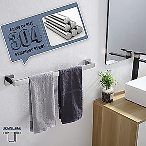 KOKOSIRI 24-Inch Single Towel Bar, Bathroom Towel Holder, Bath Towel Hook Modern Robe Hook Coat Hook, Wall Mounted, SUS 304 Stainless Steel, Polished Chrome, B05A3-CH-L24