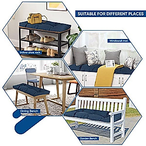 Millsilo Non Slip Bench Cushion for Indoor Outdoor Furniture, Water Resistant Durable Thicken Window Seat Cushions for Storage Bench, Long Bench Pads for Mudroom, 36x14x4 inch, Star Blue