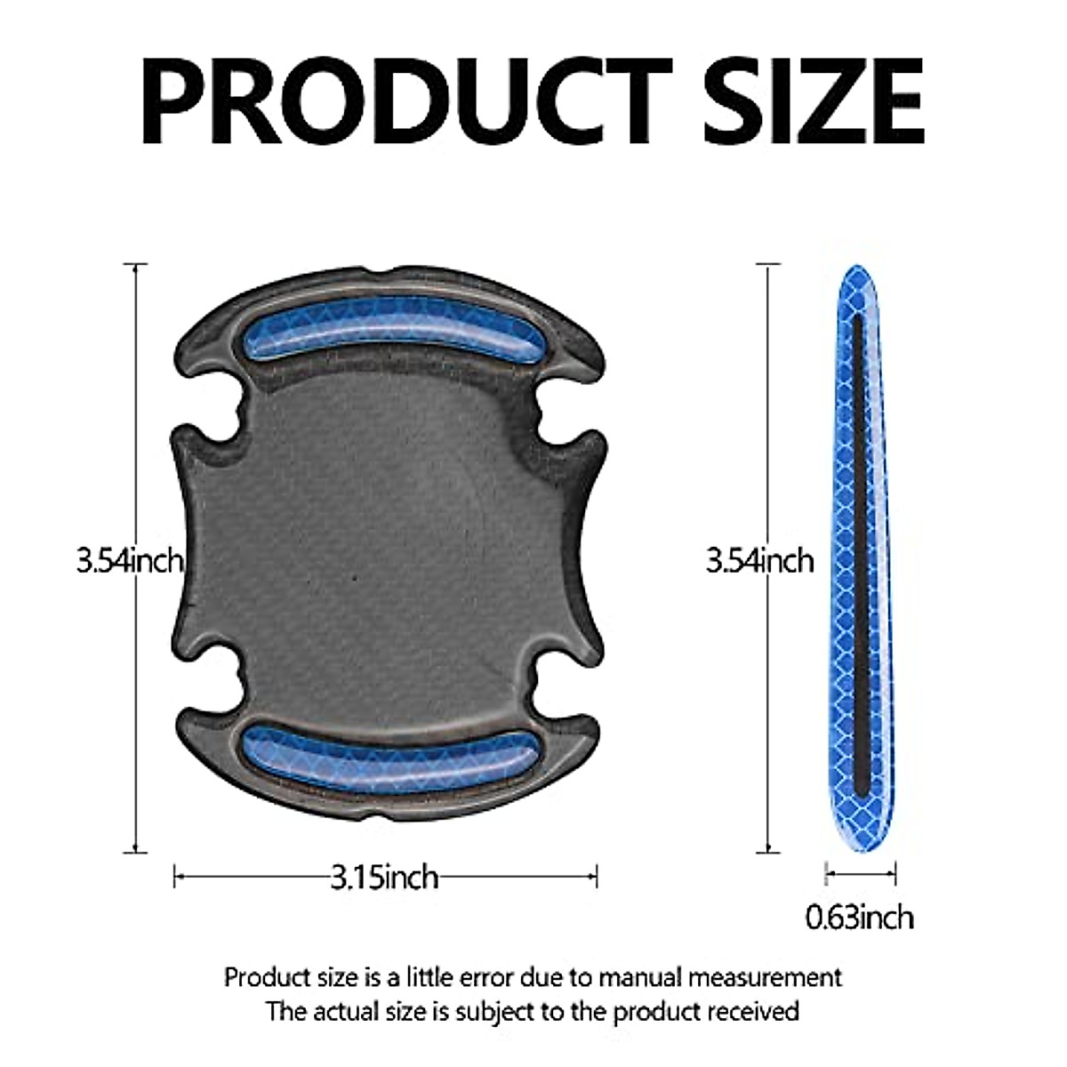 Fehlot Car Door Handle Stickers Universal Auto Door Handle Scratch Cover Guard Protective Film car Outdoor Safety Decoration Reflective Strip 8 Pack (Blue)