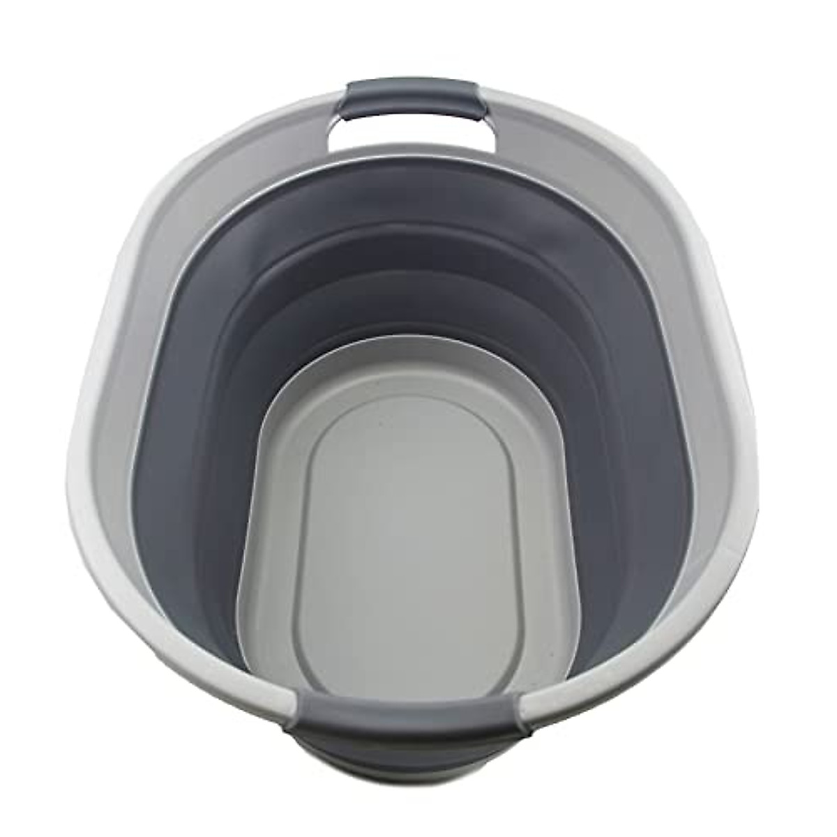 SAMMART 28L (7.4 gallon) Oval Collapsible Plastic Laundry Basket - Foldable Pop Up Storage Container/Organizer - Portable Washing Tub - Space Saving Hamper/Basket (Grey (Set of 2))