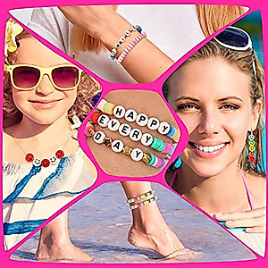 UHIBROS 5800 Pcs Clay Beads for Bracelet Making Kit, Jewelry Making Kit for Girls 16 Color Polymer Heishi Beads Bracelets Making Kit Gifts for Girls with Smiley Face Letter Beads