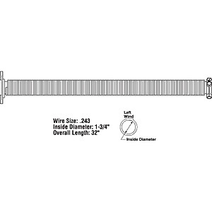 Prime-Line GD 12229 Garage Door Torsion Spring, 0.243 in. x 1.75 in. x 32 in., Red Painted End, Left-Hand Wind (Single Pack)