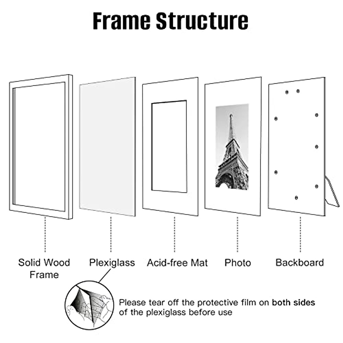 ENGLORY 8x10 Picture Frame Set of 2, Display 5x7 with Mat or 8x10 Without Mat, Photo Frames for Wall Mounting or Table Top Display, Wood