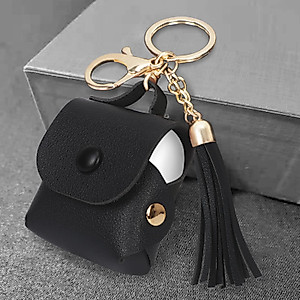 Simpolor Designed for Airpods Case (1st and 2nd Generation), Premium PU Leather AirPods Case Cover with Tassels and Metal Buckles, Compatible with Wireless Charging Cute Airpod Pouch Case, Black