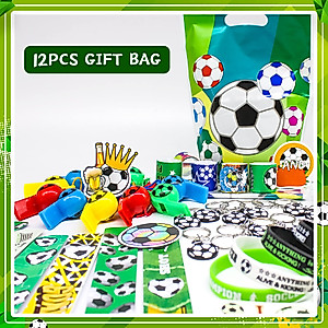 Miucat 120Pcs Soccer Party Favors, Soccer Birthday Party Supplies with Whistle Stickers Slap Bracelet Key Chains and Soccer Goodie Bags for Soccer Party Decorations Supplies