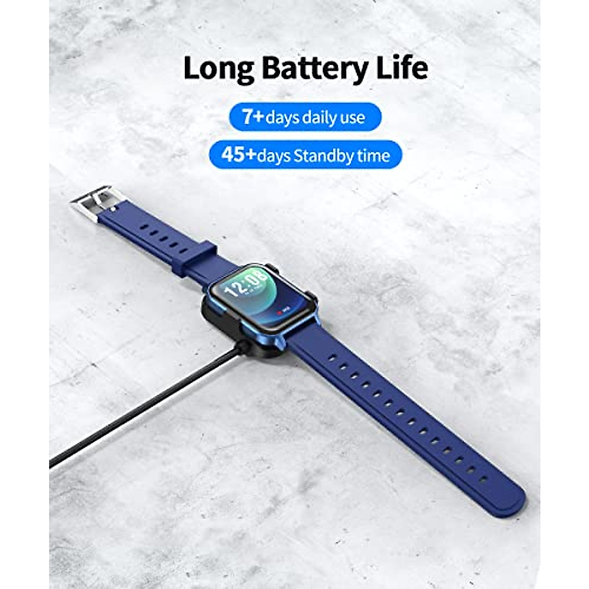 Jassco Smart Watch, Fitness Tracker for Android Phones and iPhone with Pedometer, Sleep Monitor, Music Control, IP68 Waterproof Bluetooth Sport Watch Activity Tracker with 1.7’’ Touch Screen -Blue