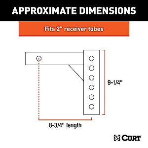 CURT 45059 Replacement Shank for Adjustable Trailer Hitch Ball Mount #45799 or #45049, Fits 2-Inch Receiver