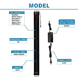hygger Aquarium Programmable LED Light, for 48~55in Long Full Spectrum Plant Fish Tank Light with LCD Setting Display, 7 Colors, Sunrise Sunset Moon and DIY Mode, for Novices Advanced Players